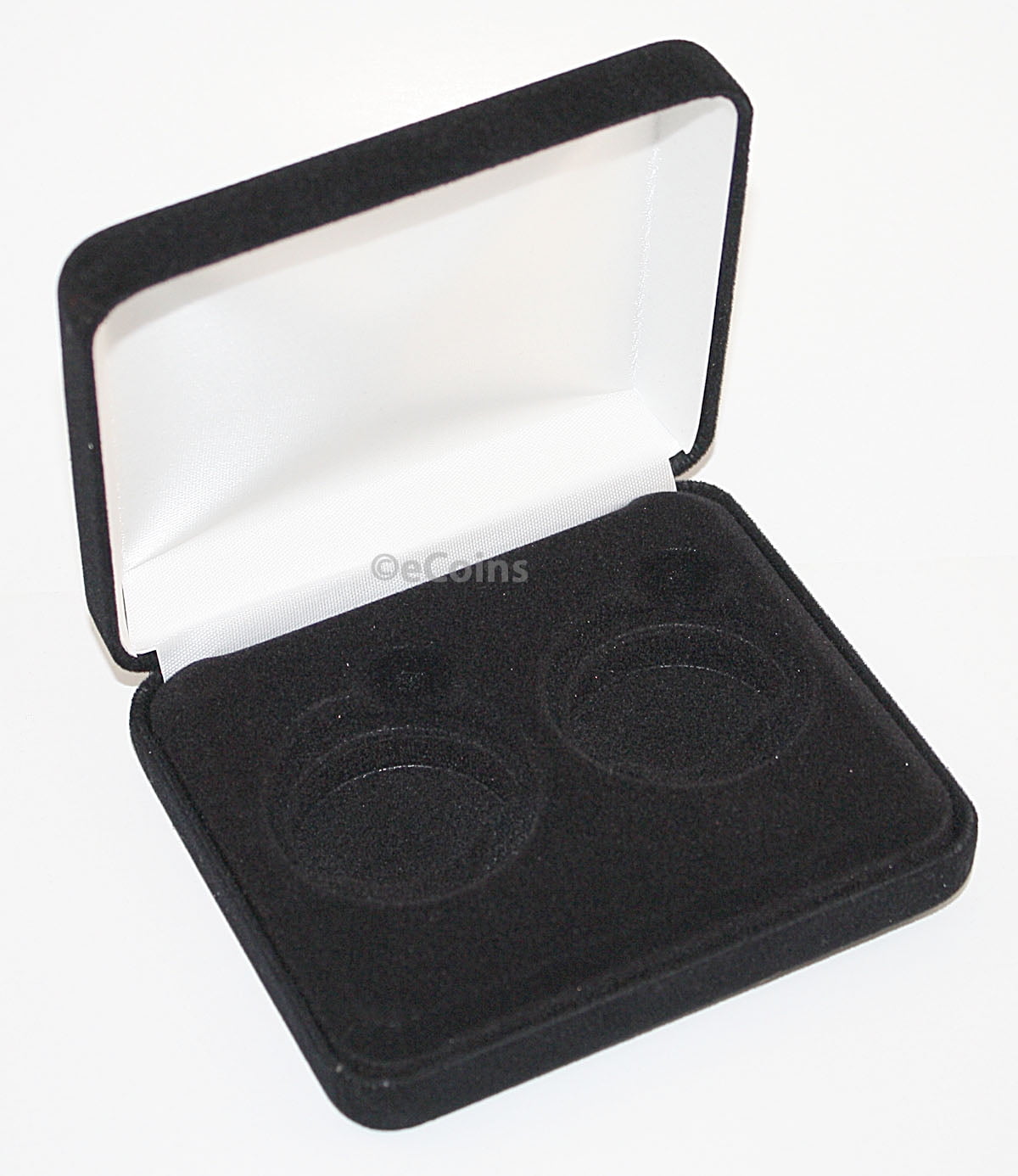 Black Felt COIN DISPLAY GIFT METAL DELUXE PLUSH BOX holds 2-Half ...