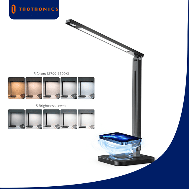 TaoTronics LED Desk Lamp Study Lamp with Qi-Enabled Wireless Fast ...