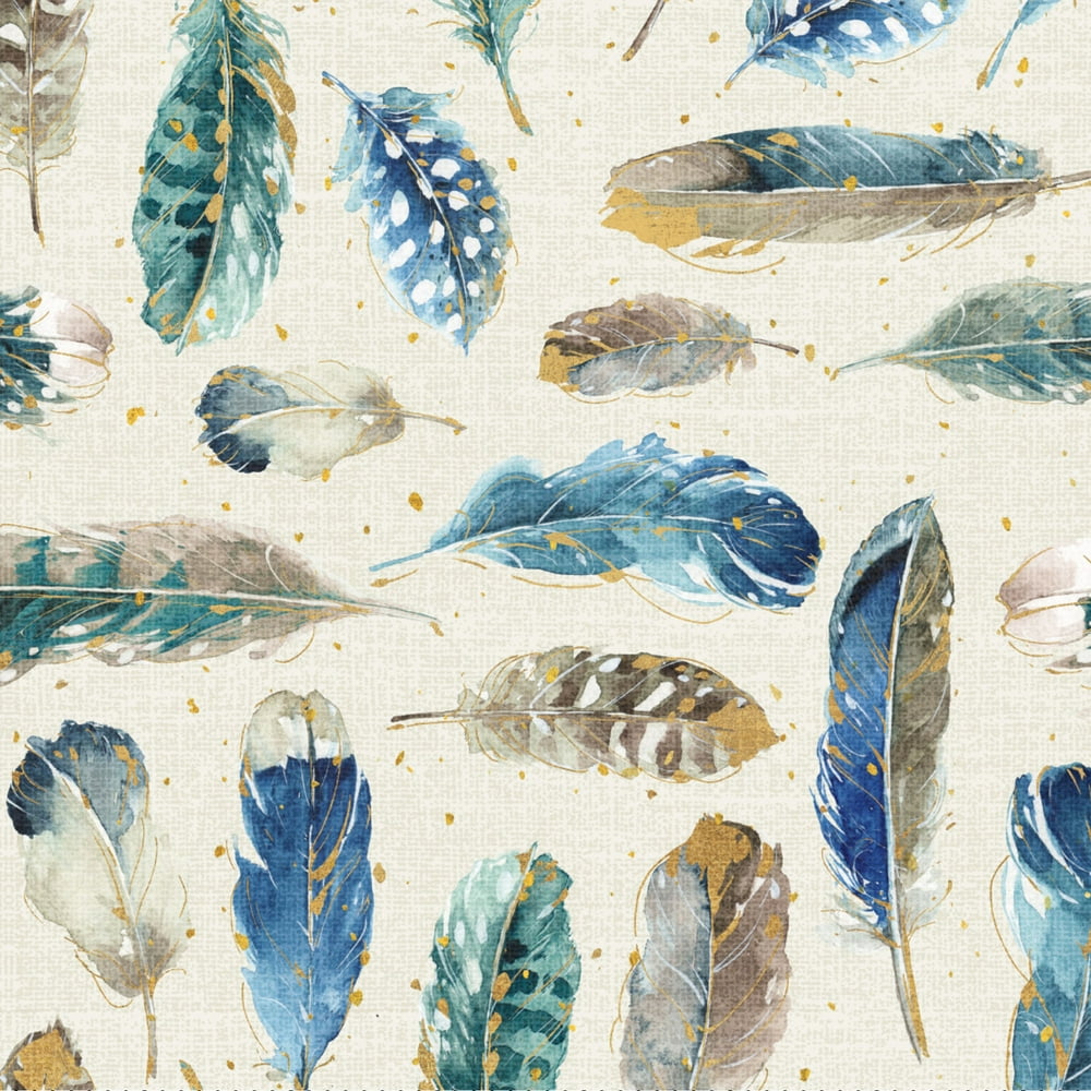David Textiles Cotton 36" x 44" Indigold Collection Feathers Ivory ...