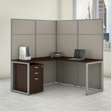 Pemberly Row Contemporary 60W L Shaped Cubicle Desk with File Cabinet ...