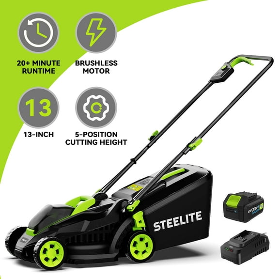 Litheli Cordless Lawn Mower, 2*40V Electric Lawn Mowers, 18 Inch, 6 ...