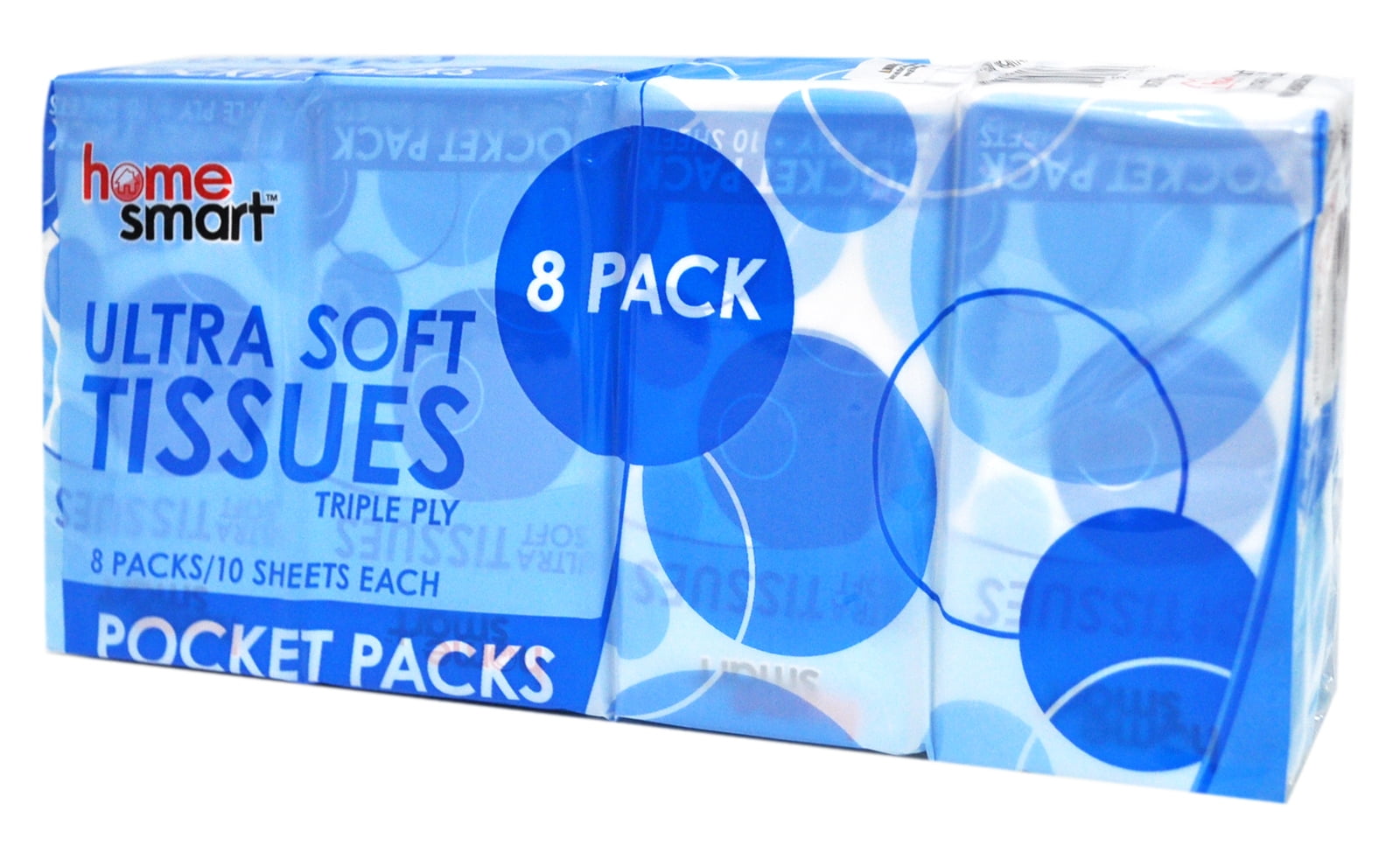 Home Smart Ultra Soft Triple Ply Pocket Tissues, 8 Pack/10 Sheets Each ...