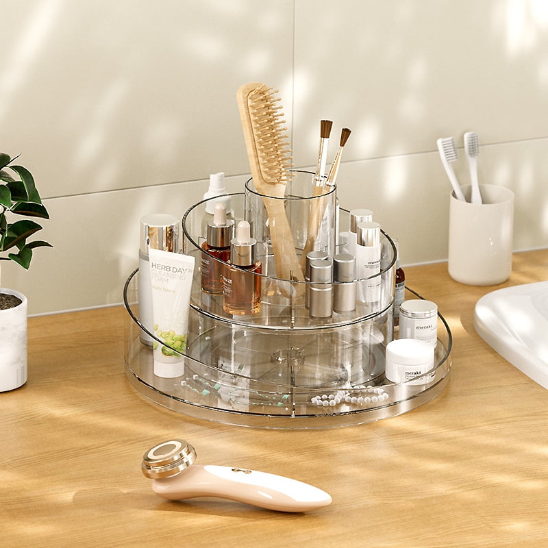 360 Rotating Makeup Organizer, Makeup Carousel Spinning Holder Storage ...