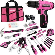 Generic Pink Tool Kit with 20V Cordless Drill(265in-lbs), Pink Drill ...