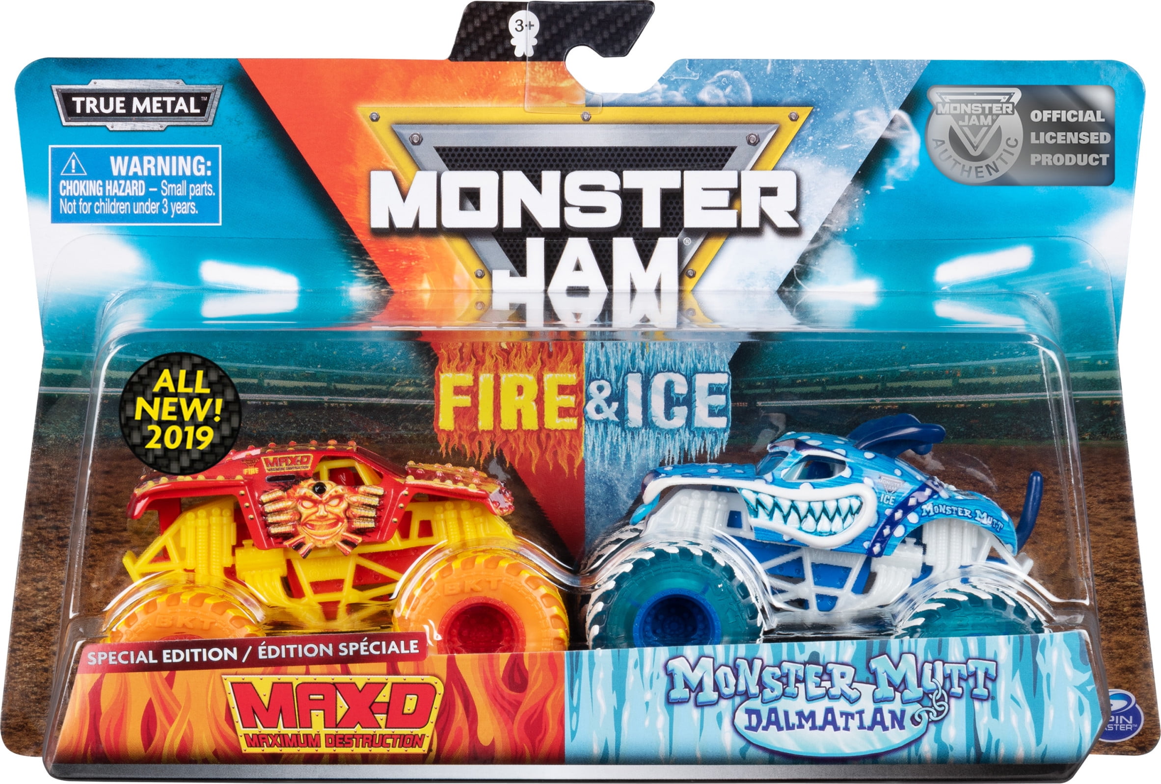 Monster Jam, Fire & Ice, Max D vs. Monster Mutt Dalmatian Truck Vehicle ...