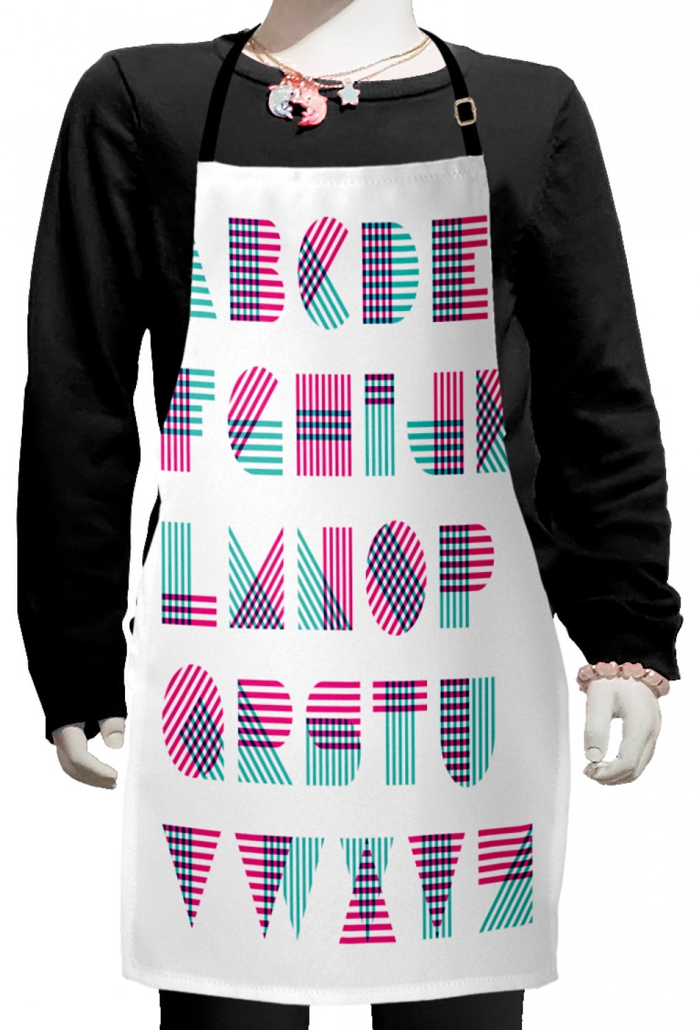 Alphabet Kids Apron, Modernistic English Letters Striped Style ...