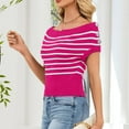 Echfiprom Boat Neck Tops for Women Hot Pink Soft Short Sleeve Slim ...