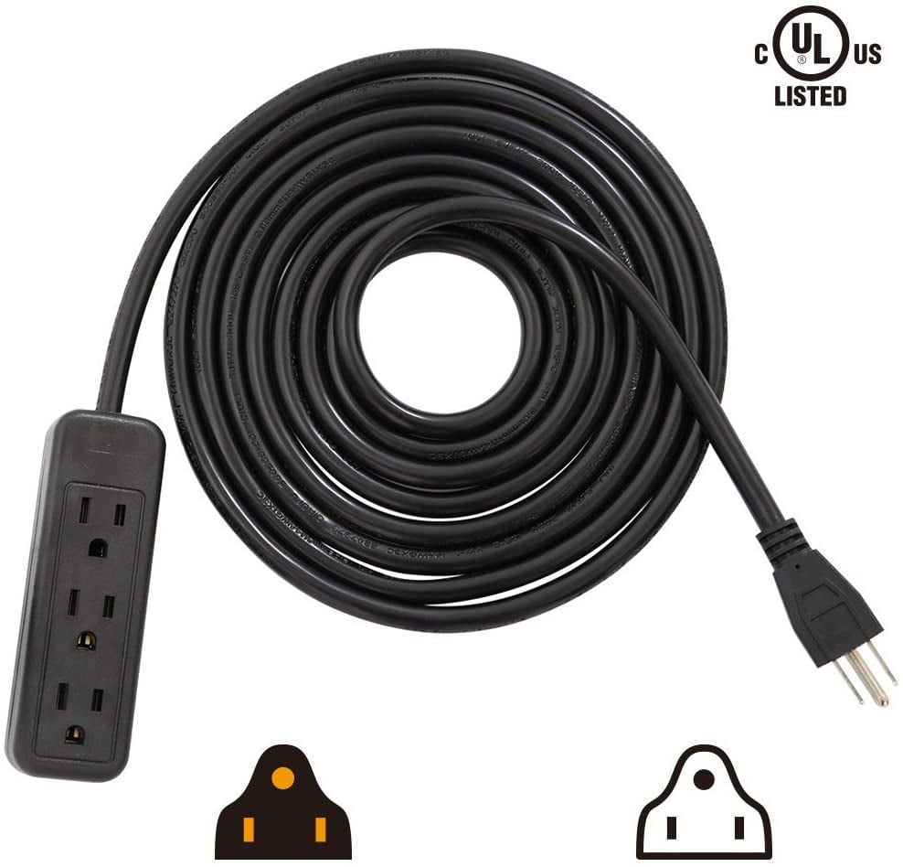 VIVOSUN 50FT 3-Outlet 14 Gauge 120V Heavy Duty Power Strip Extension ...