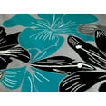 #036 SUM; Teal Floral Design; Gray Area Rug RUG AND DECOR INC ...