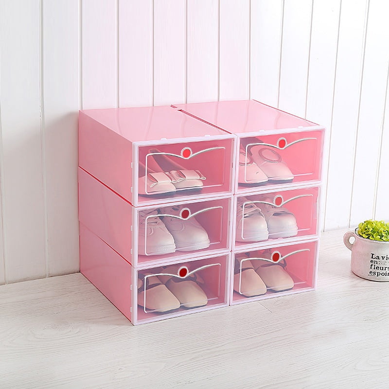 Clear Plastic Shoe Boxes Stackable Floding DIY Shoe Drawers Storage ...