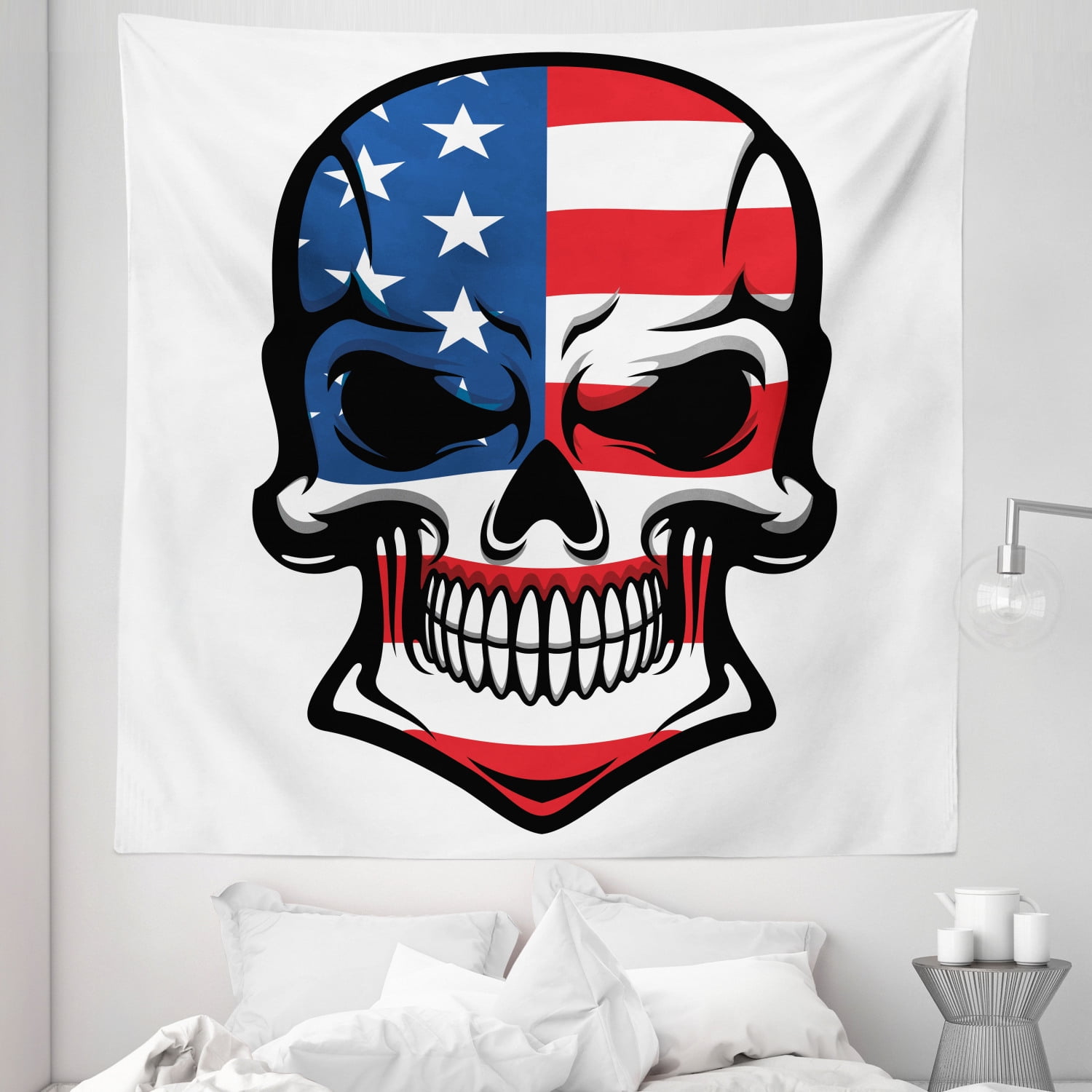 American Flag Tapestry, Scary Old Skull Horror USA Dead Native of the ...