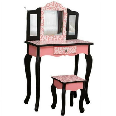Ktaxon Kids Vanity Wooden Makeup Table Set for Girls Princess Pretend ...