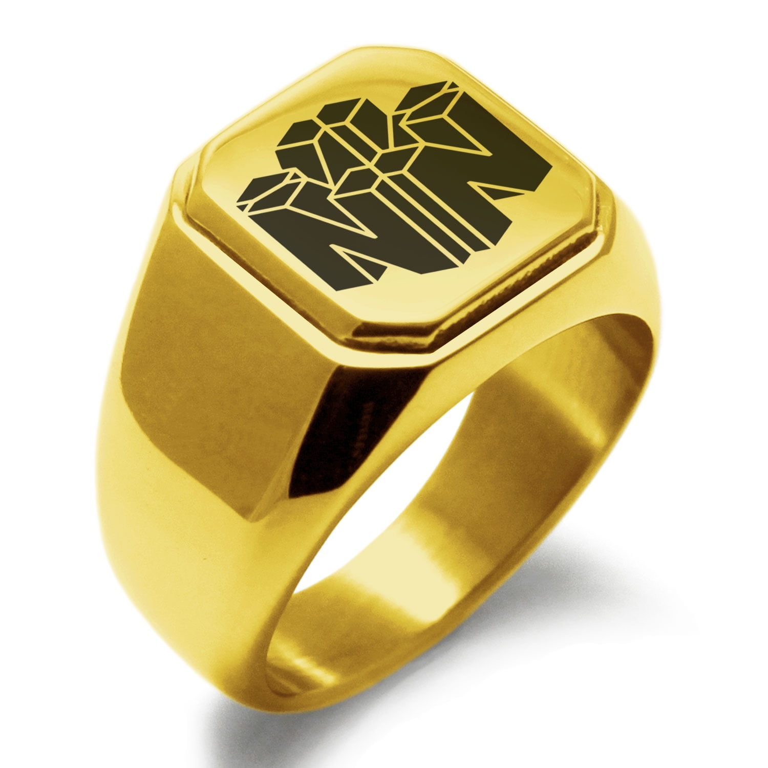 Stainless Steel Letter N Initial 3D Cube Box Monogram Engraved Engraved ...