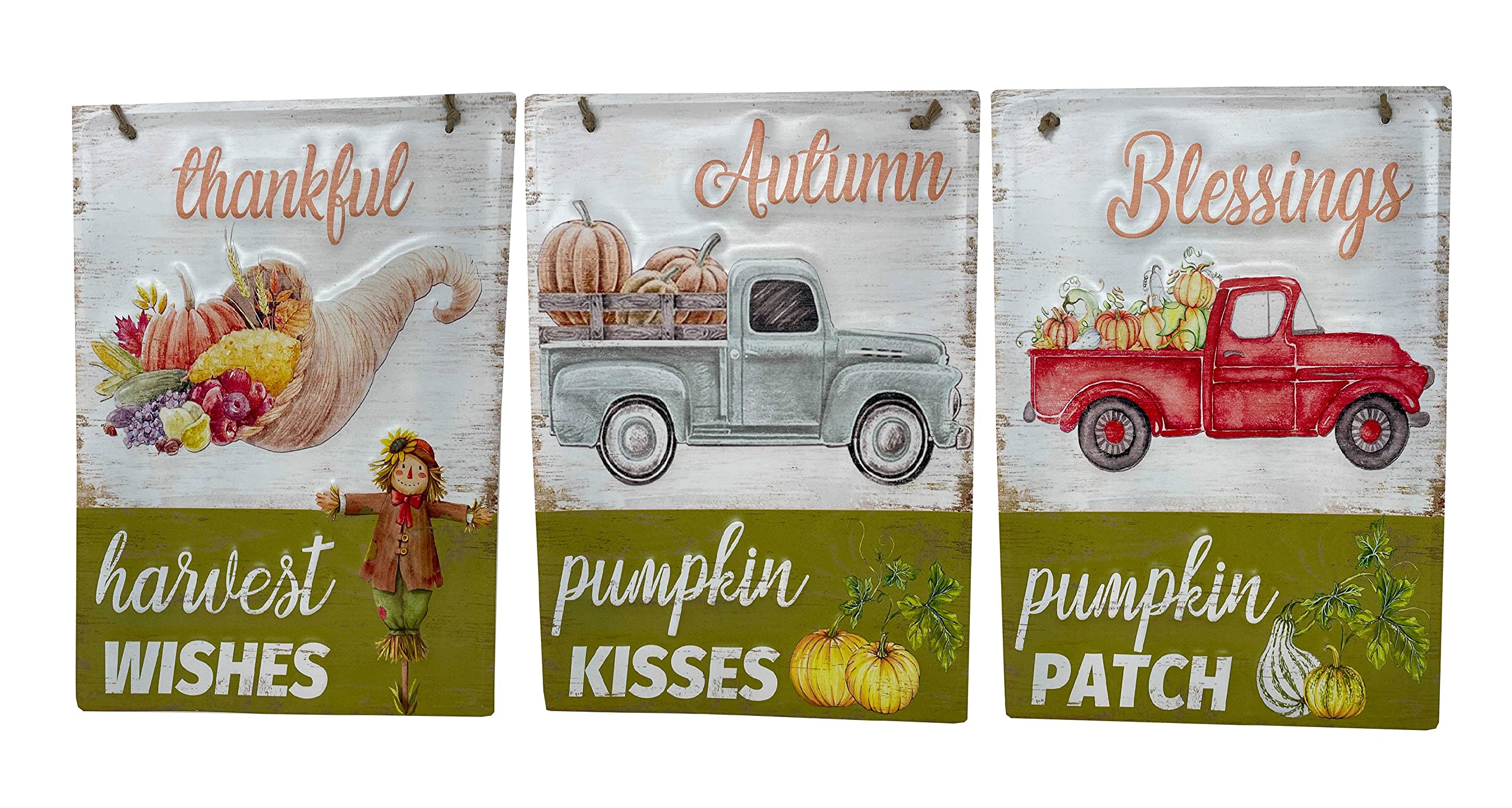 Fall Hanging Sign (Set of 3 Metal Fall Wall Decor), Fall Signs Decor ...
