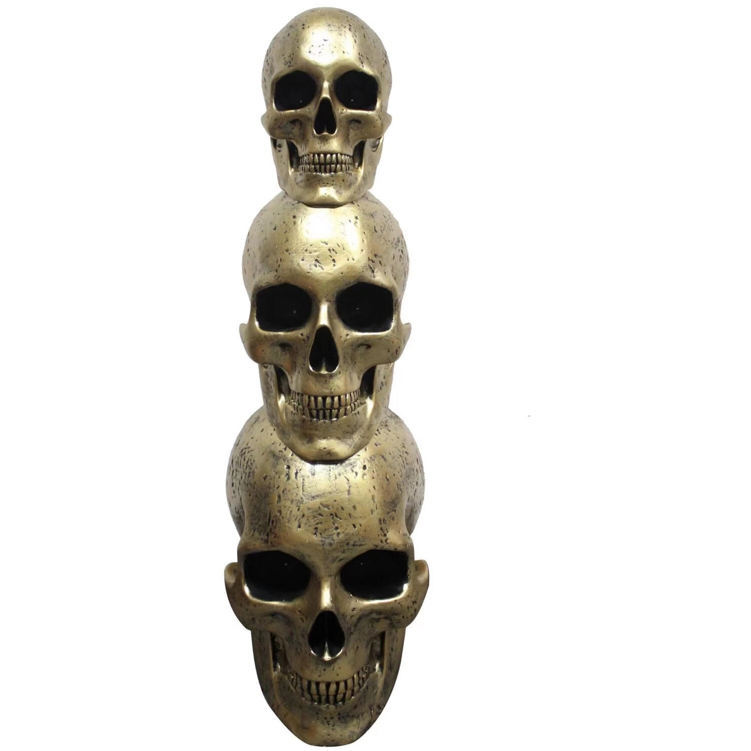 Haunted Hill Farm 3-Ft. Stack of Gold Skulls | LED Lighted Eyes | Resin ...