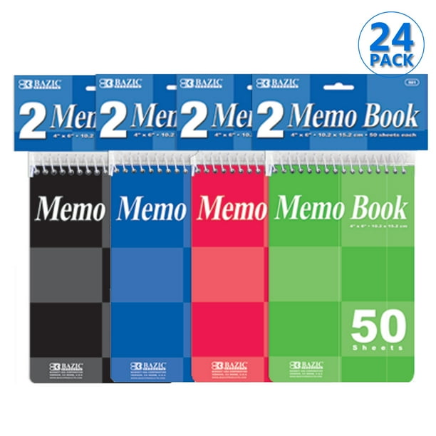 BAZIC Top Bound Spiral Memo Books 4 x6 50 Sheet Assorted Color 48 Count Walmart bazic-top-bound-spiral-memo-books-4-x6-50-sheet-assorted-color-48-count-walmart