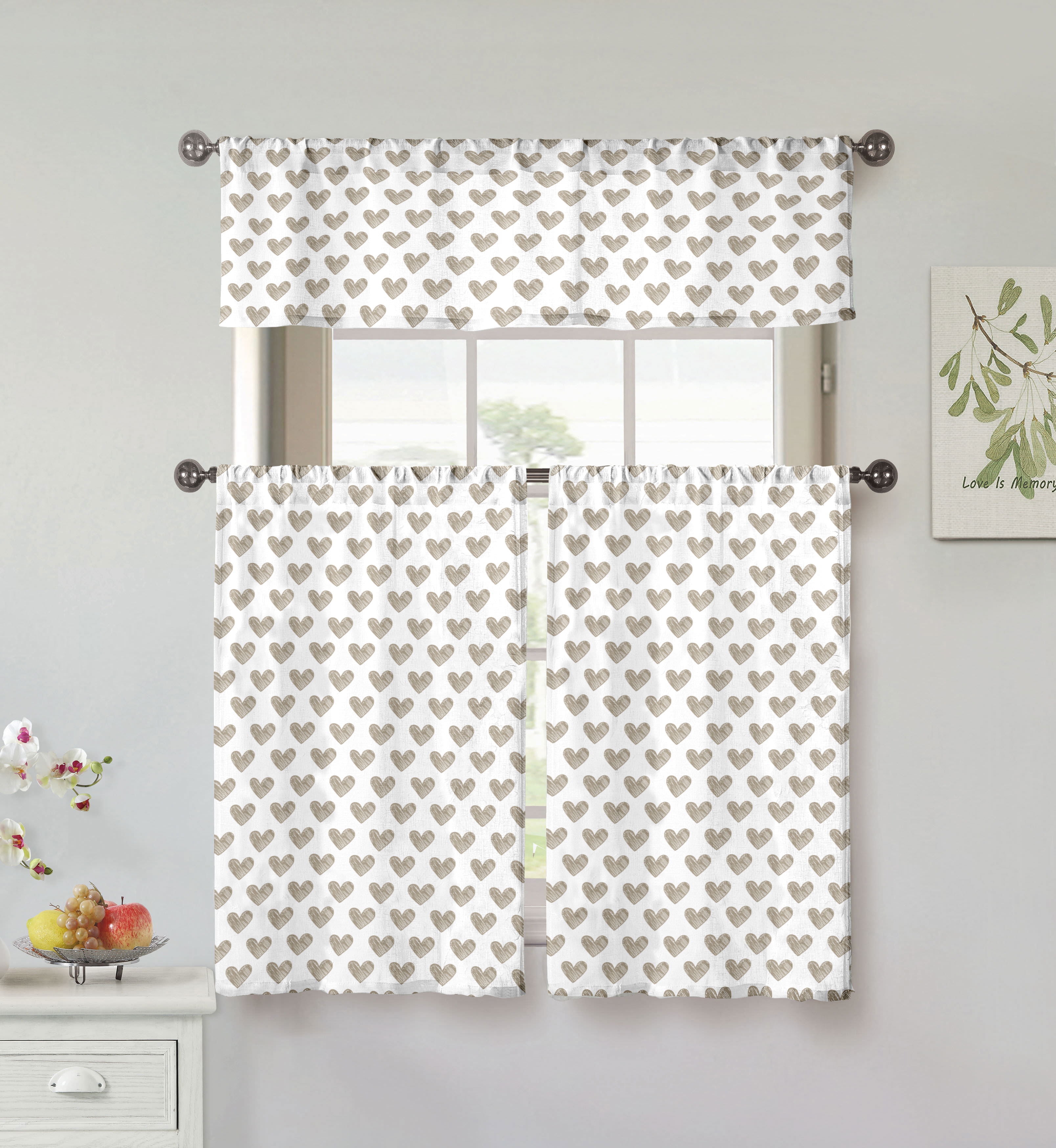 Roza Print Kitchen Curtain & Tier Set - Walmart.com
