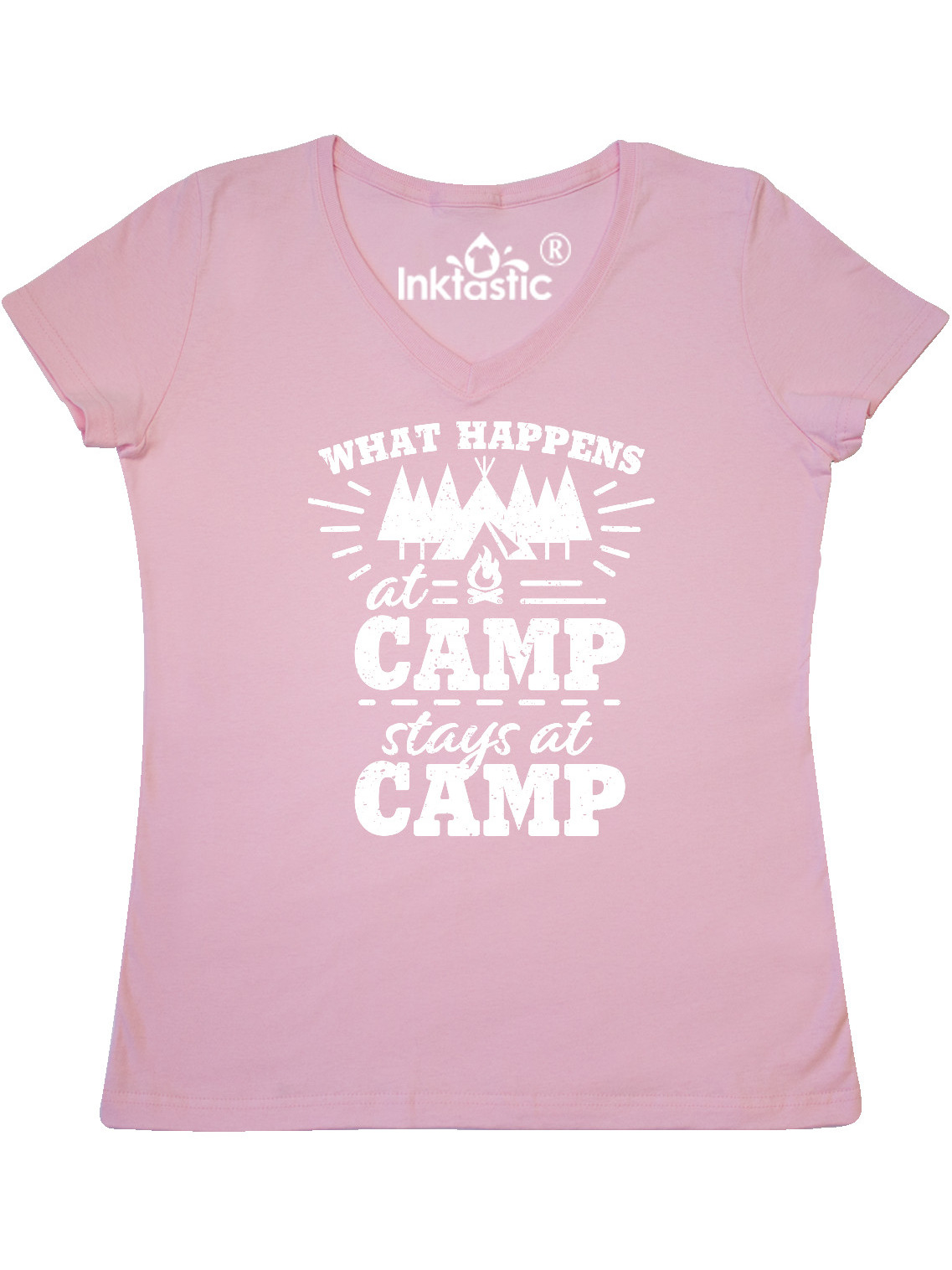 Inktastic What Happens at Camp Stays at Camp with Tent and Woods Women ...