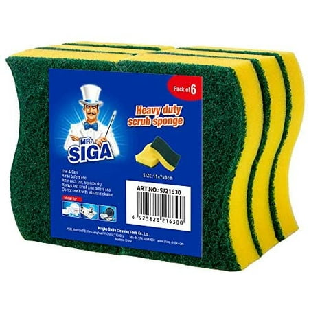 ZMLEVE Heavy Duty Scrub Sponge, Pack of 6, Size:11 x 7 x 3 cm, 4.3" x 2 ...