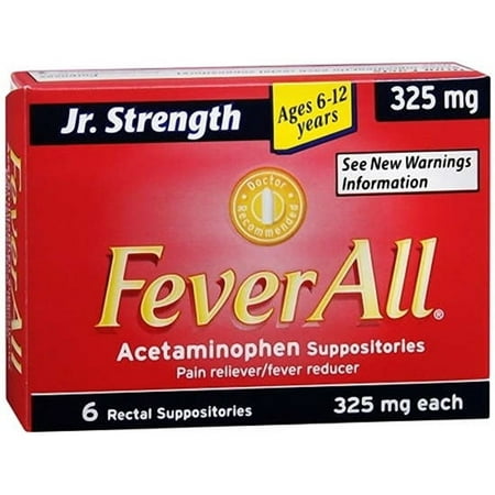 Feverall Acetaminophen Suppositories Children's Ages 6-12 Years - 6 ...