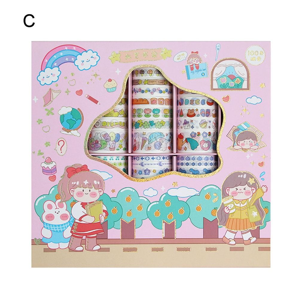 100Rolls/Set Cartoon New Creative Stationery Scrapbooking Girl Heart ...