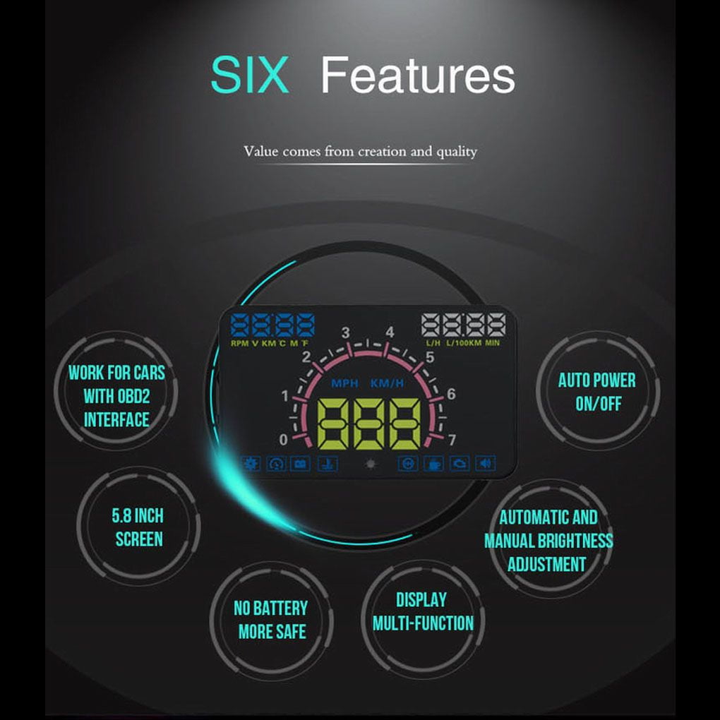 Buy DTOWER E350 5.8 Digital HUD OBD2 Head Up Display Car Engine Speed Projector Vehicle ...