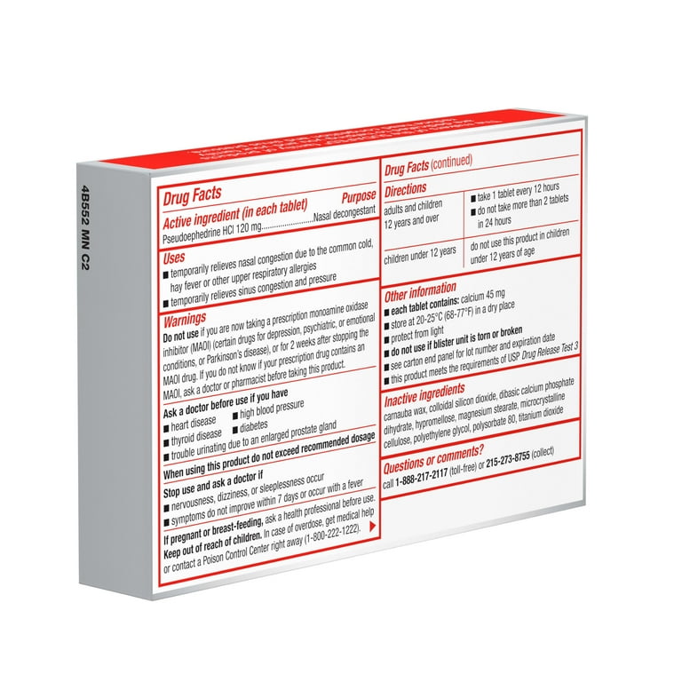 SUDAFED 24 Hr Maximum Strength Sinus Decongestant Tablets,, 60% OFF