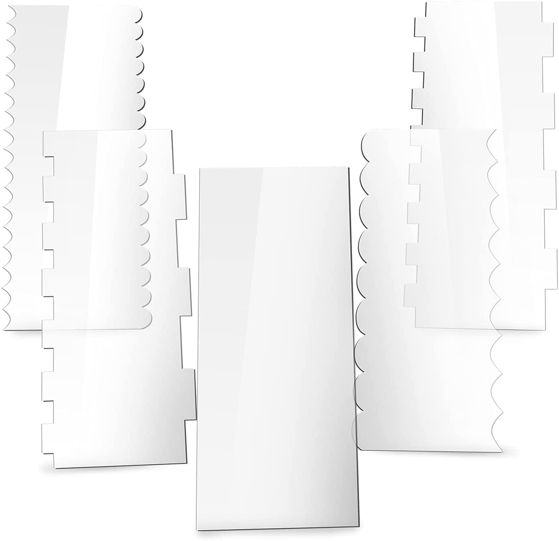 5 Pieces Acrylic Cake Scraper Smoother Large Icing Frosting Buttercream ...