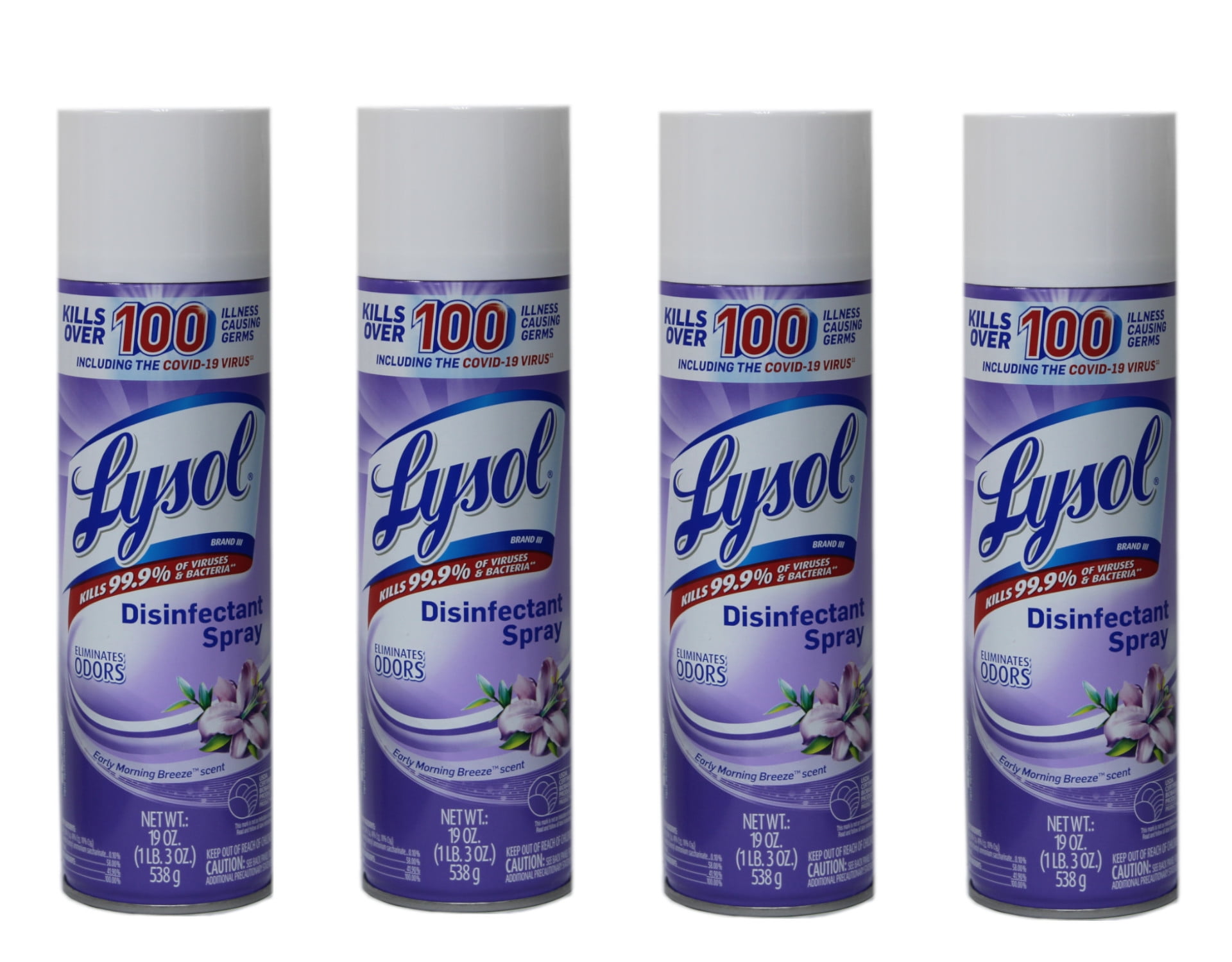 Buy 4 Pack Lysol Disinfectant Spray Early Morning Breeze Scent, 19 oz ...