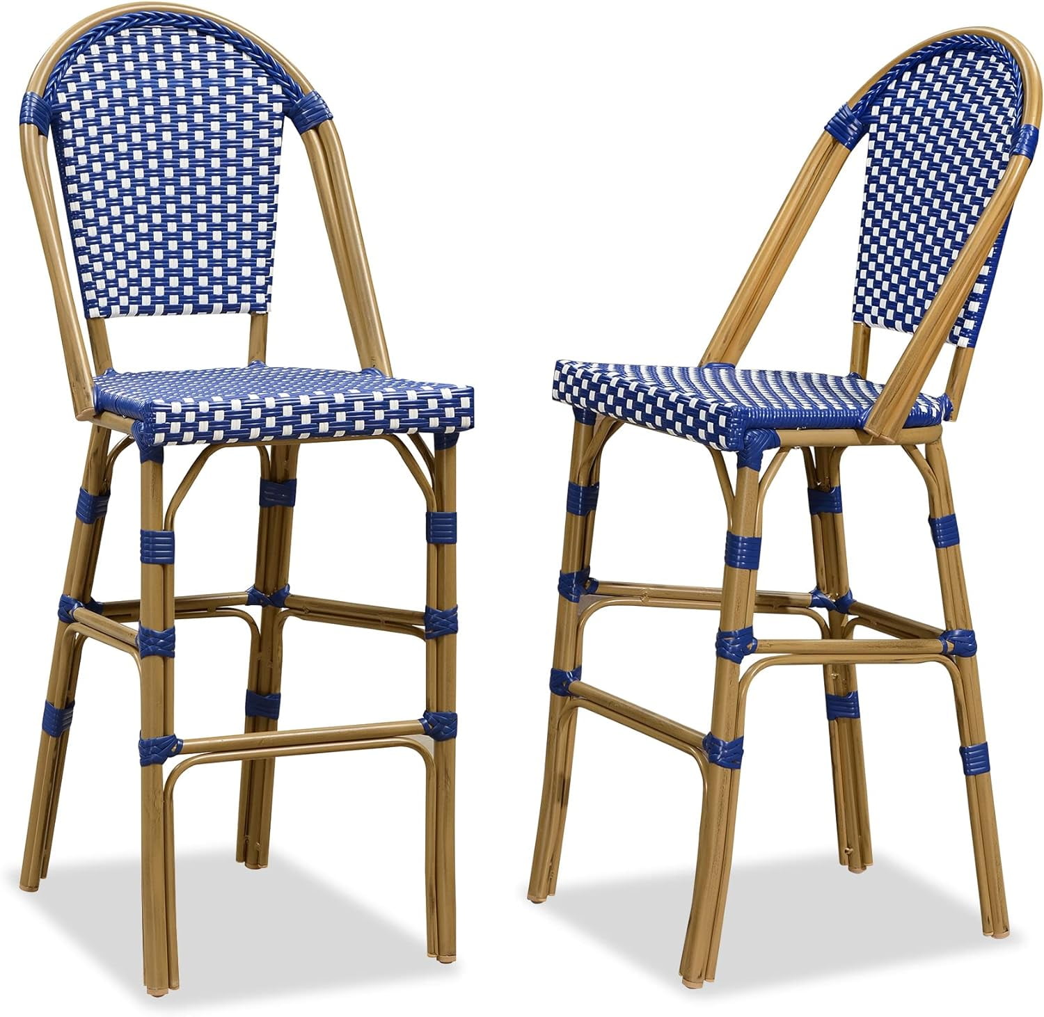 PURPLE LEAF Set of 2 French Outdoor Bar Height Bar Stool Bamboo Print ...