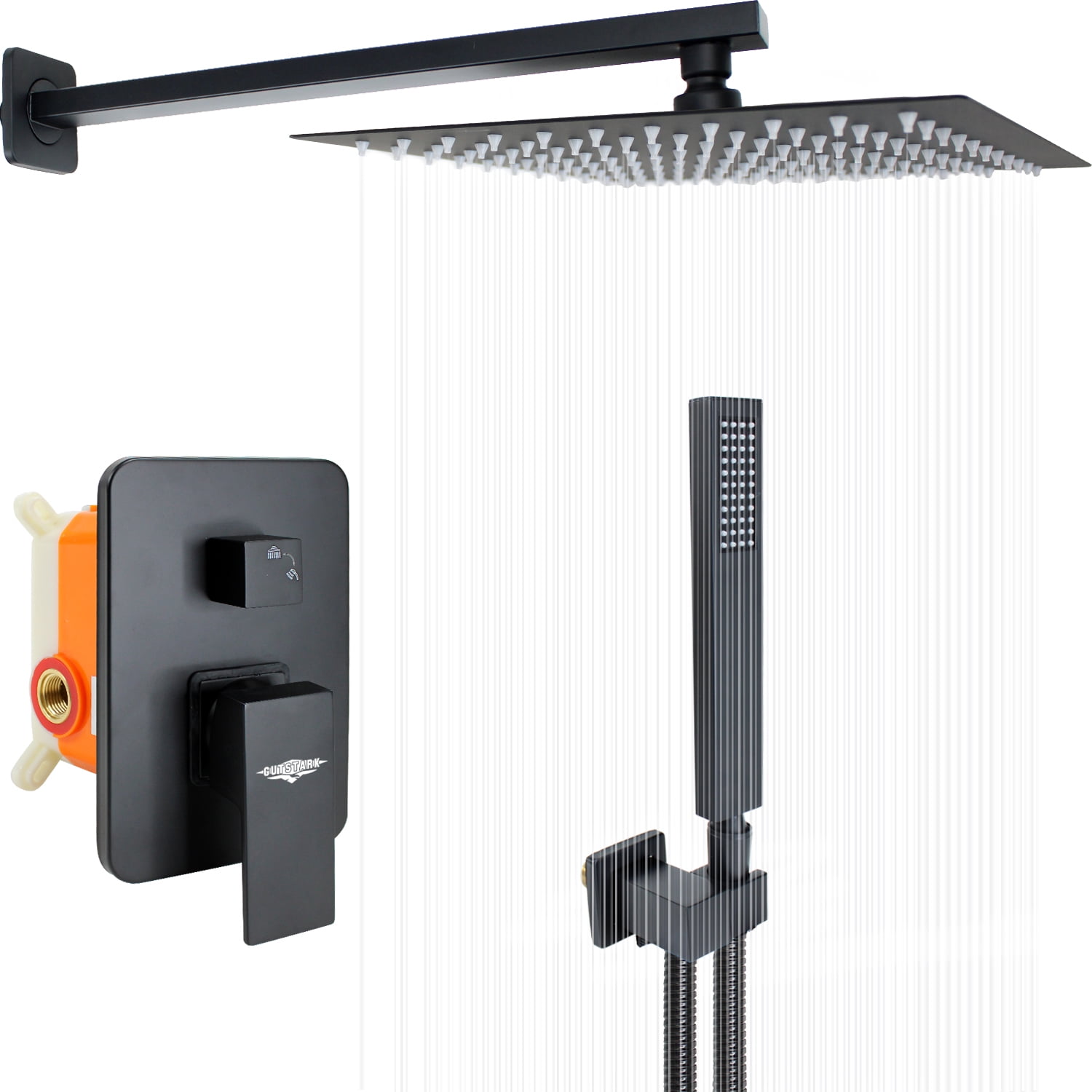 Regadera Cuadrada Negra Lluvia Gutstark Acero Inox Monomando 25cm ...