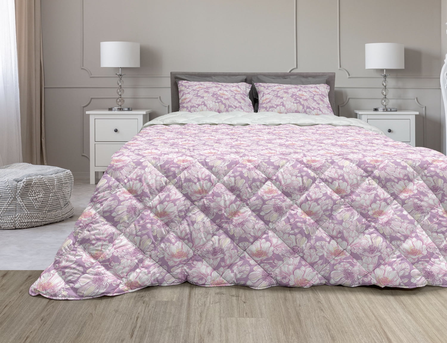 Magnolia Comforter & Sham Bedding Set, Flourishing Nature Themed Flower ...