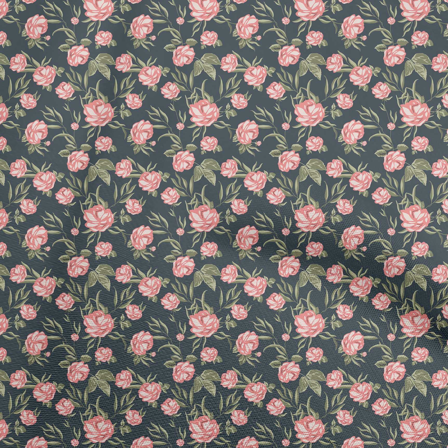 oneOone Cotton Poplin Blue Fabric Floral Dress Material Fabric Print ...