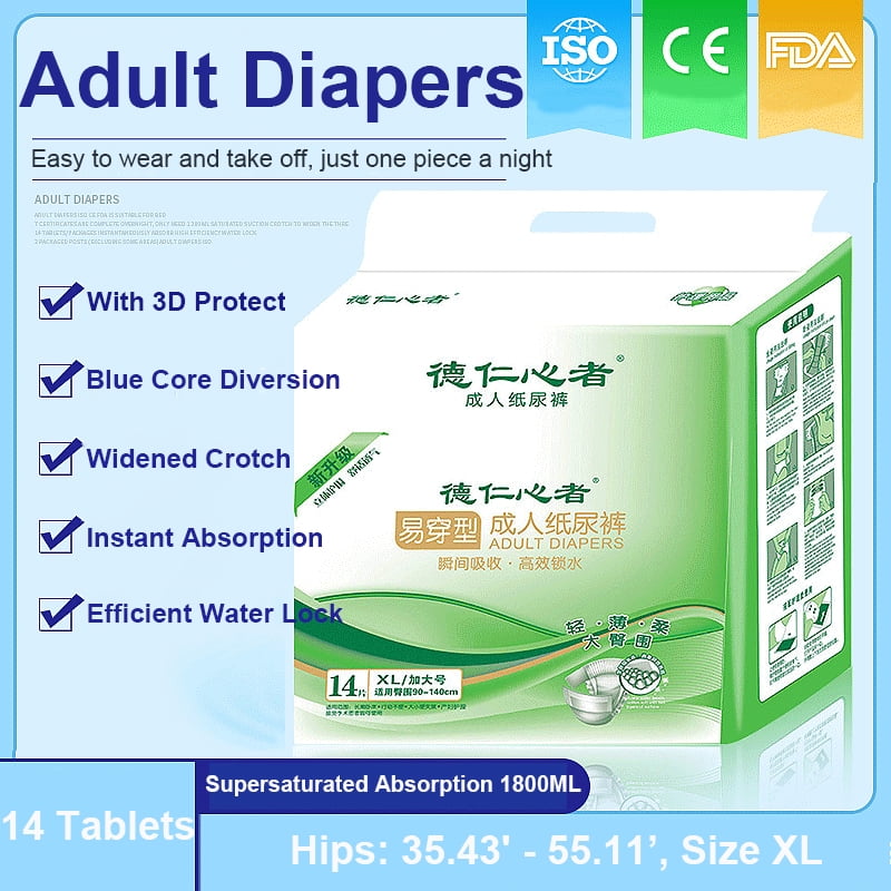 XL Size Adult Diapers, High Polymer Absorbent Particles-Non-Woven-PE ...
