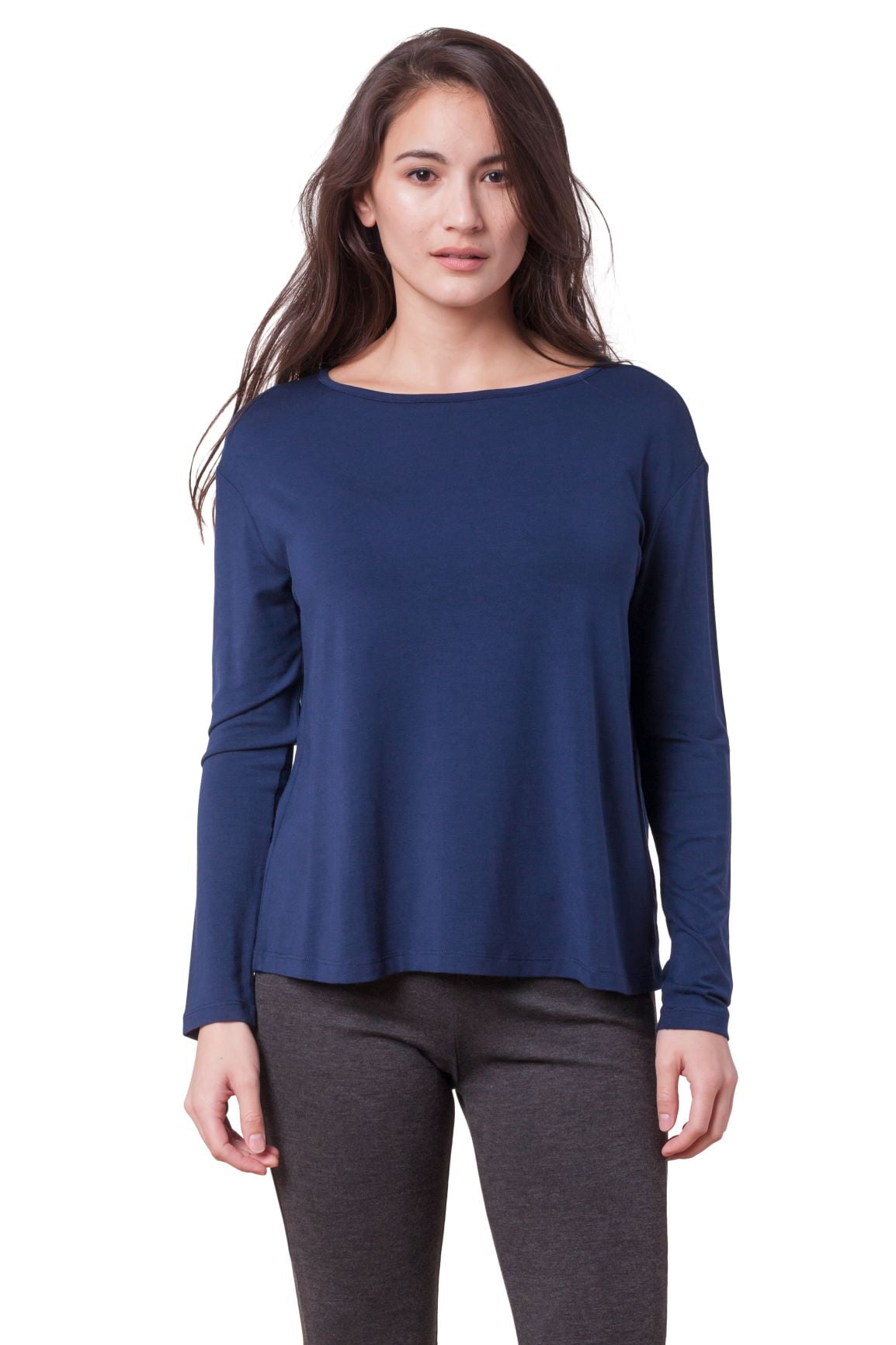 Modal Long Sleeve Drop Shoulder A Line Top - Walmart.com