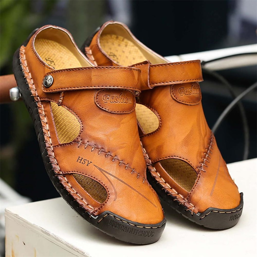 Shengxiny Summer Sandals Men Leather Classic Roman Sandals 2022 Slipper Outdoor Sneaker Beach
