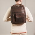 VELEZ Dark Brown Top Grain Leather Backpack for Men Daypack Vintage ...