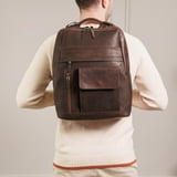 VELEZ Dark Brown Top Grain Leather Backpack for Men Daypack Vintage ...