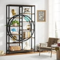 Tribesigns 70.8 inch Tall Bookshelf Etagere Bookcase with Circle Design ...