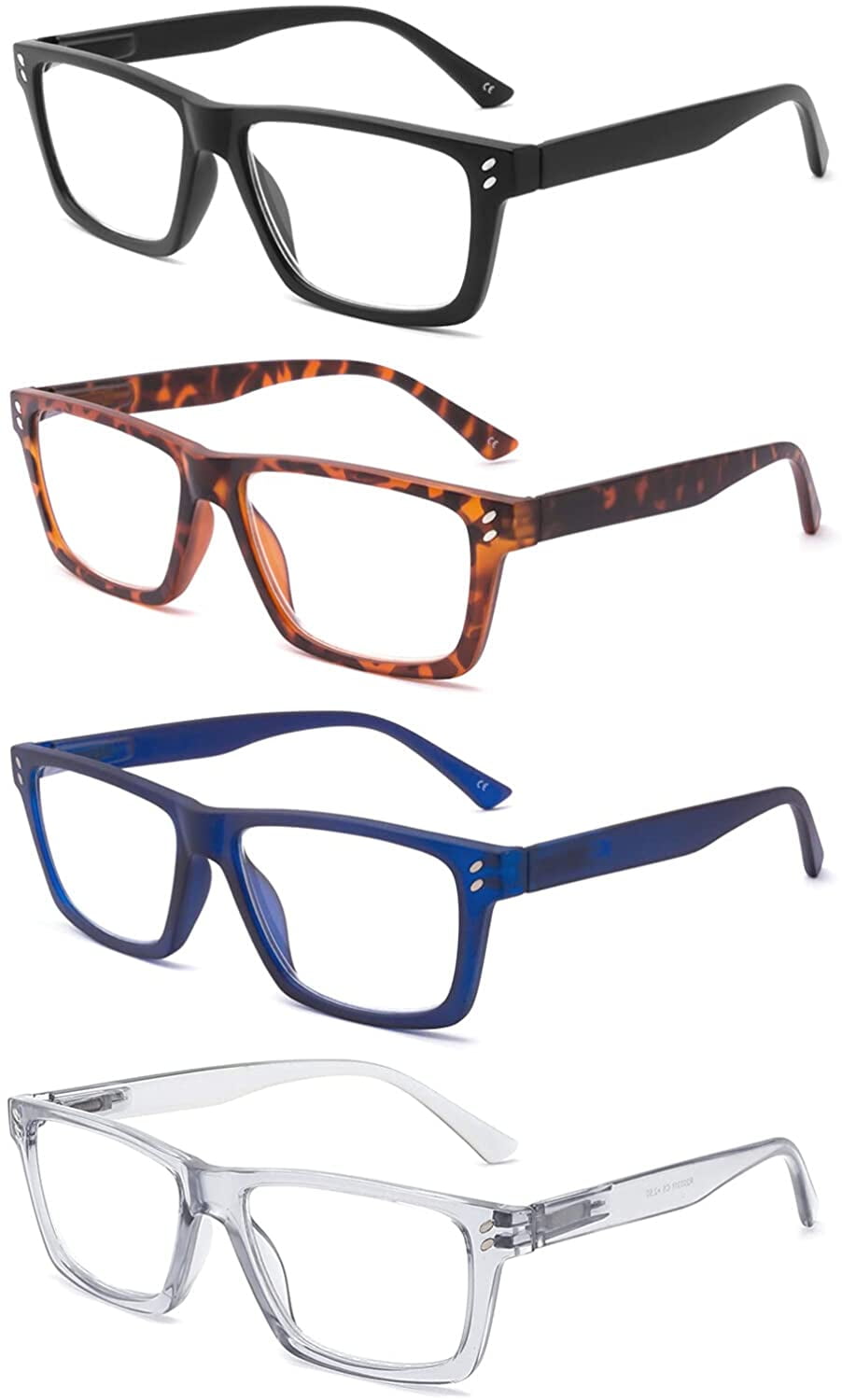 IVNUOYI 4 Pack Reading Glasses Blue Light Blocking Large Square Frames ...