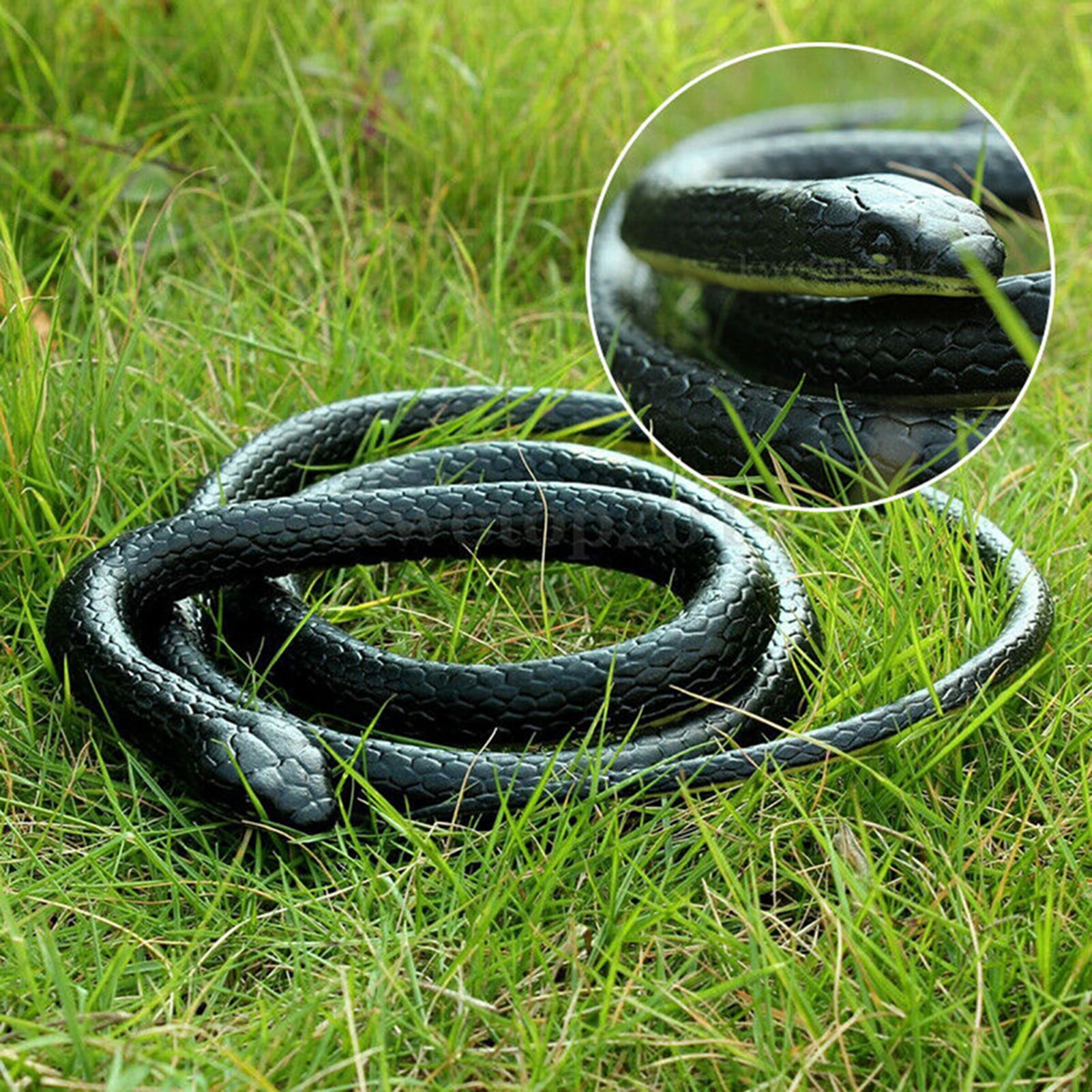 Walbest Realistic Fake Rubber Snake Toy Black Fake Snake, That Look ...