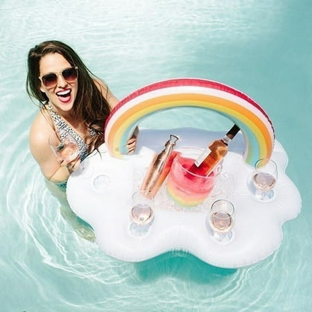 Summer Party Bucket Rainbow Cloud Cup Holder Inflatable Pool Float Beer Drinking Cooler Table ...