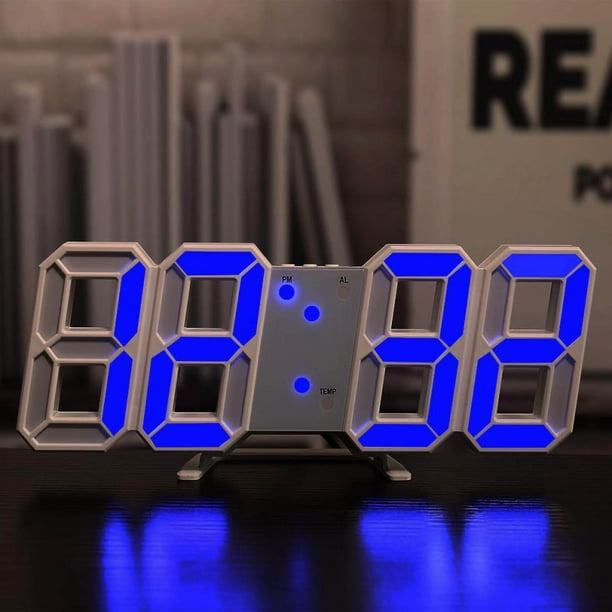 LED Digital Desk Alarm Clock Silent 3D Digital Wall Clock Desktopfor ...