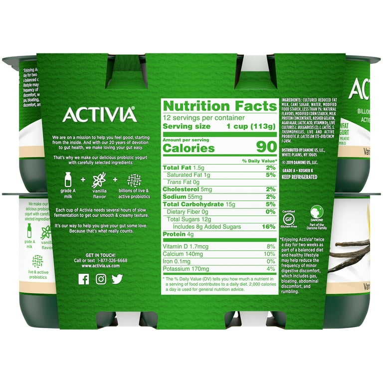 Activia Light Vanilla Yogurt Nutrition Facts | Shelly Lighting