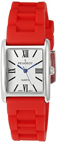 Women's 'Silver Tank' Quartz Metal and Rubber Dress Watch, Color:Red ...