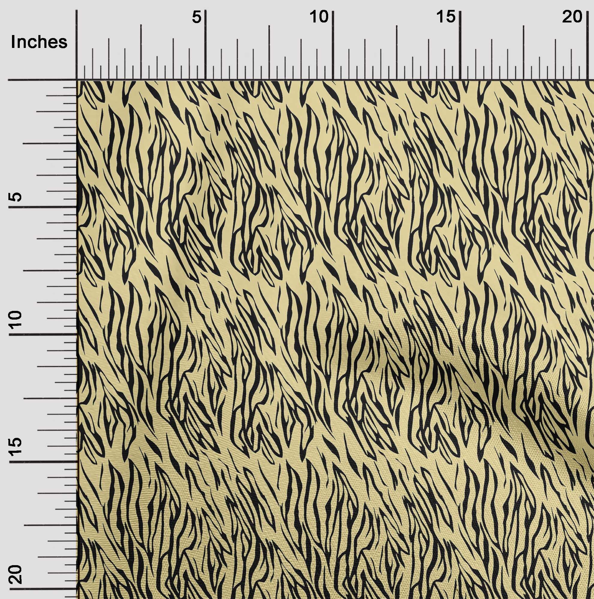oneOone Viscose Chiffon Pale Yellow Fabric Tiger Animal Skin Sewing ...