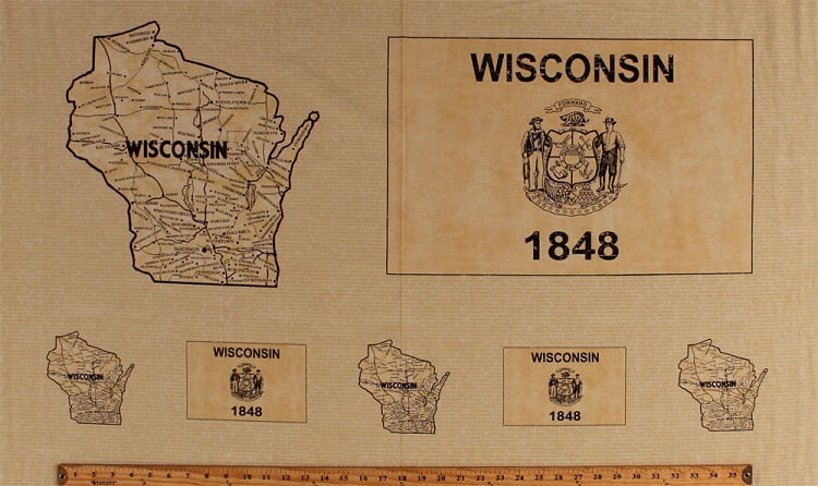 23.5" X 44" Panel Vintage Maps Map of Wisconsin 1848 The State of ...