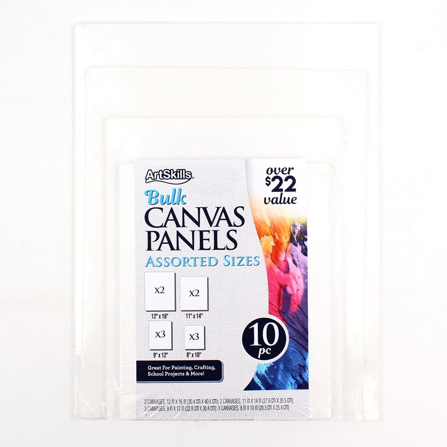 ArtSkills White Blank Canvas Panel Boards, 4 Sizes,10 Pieces - Walmart.com