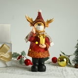 11.8 Inch Christmas Moose Holding Gift Decor, Moose Figurines Hand ...