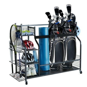 Suncast Metal Golf Organizer Rack, Storage for Clubs, Bags & Balls, 3 ...